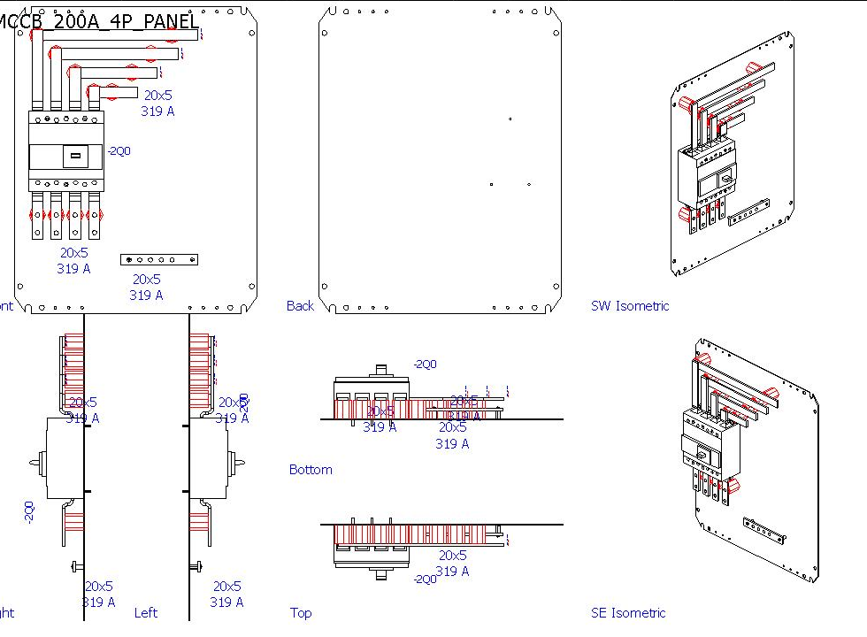 Typical STANDALONE MDB Panel Incomer MCCB 200A 4P Adjustable Panels