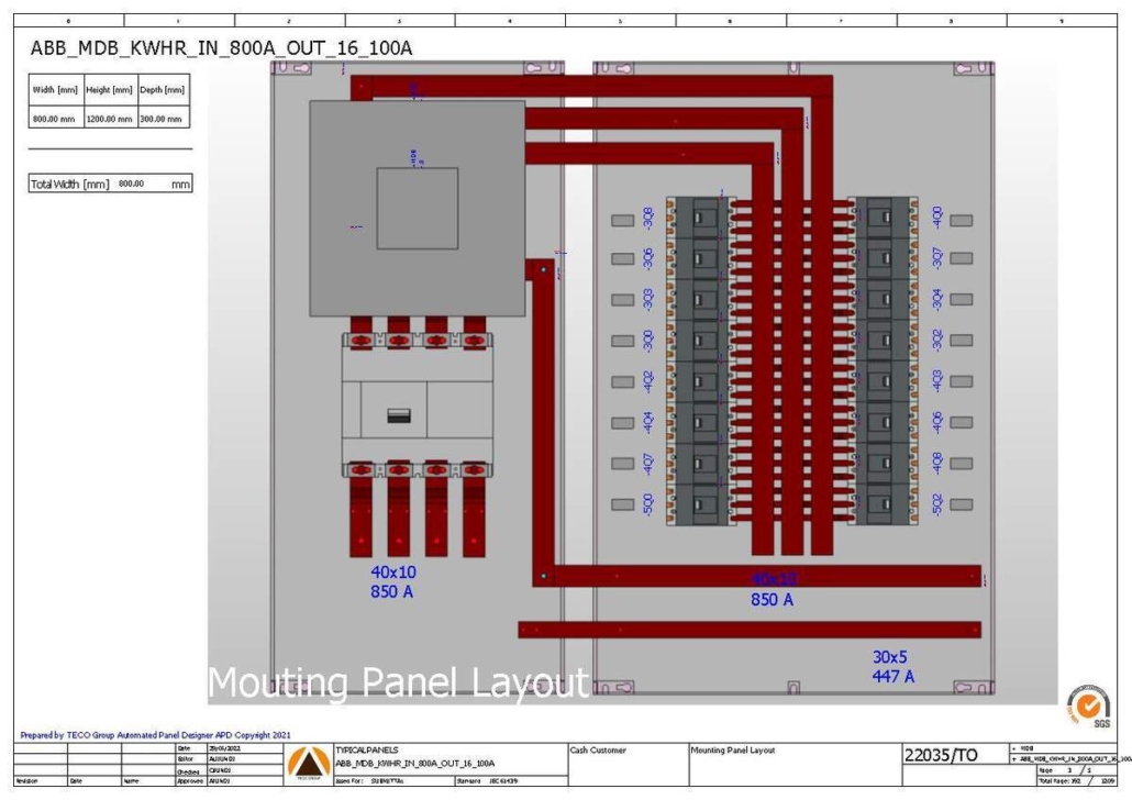 Typical ABB KWHR MDB Panel Incomer up to 800A Adjustable outgoing 16x ...