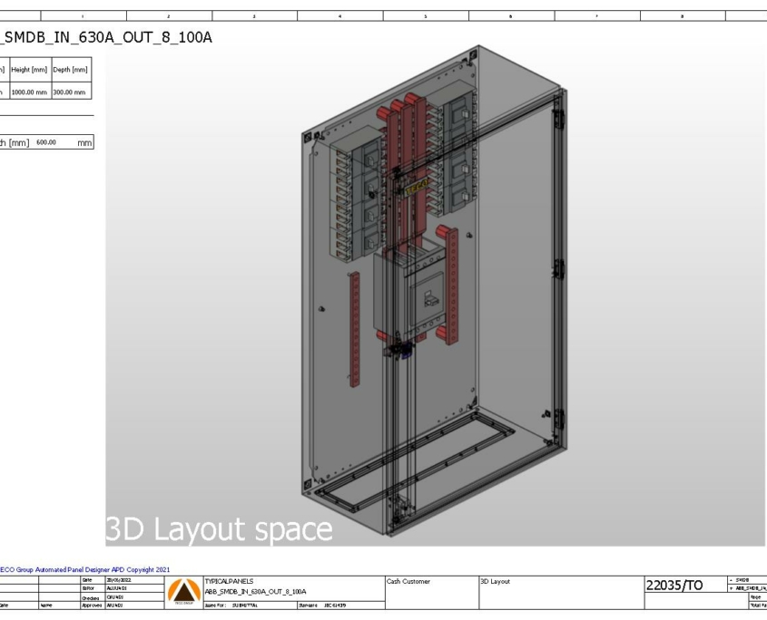 Typical ABB SMDB Panel Incomer up to 630A Adjustable outgoing 8x up to ...