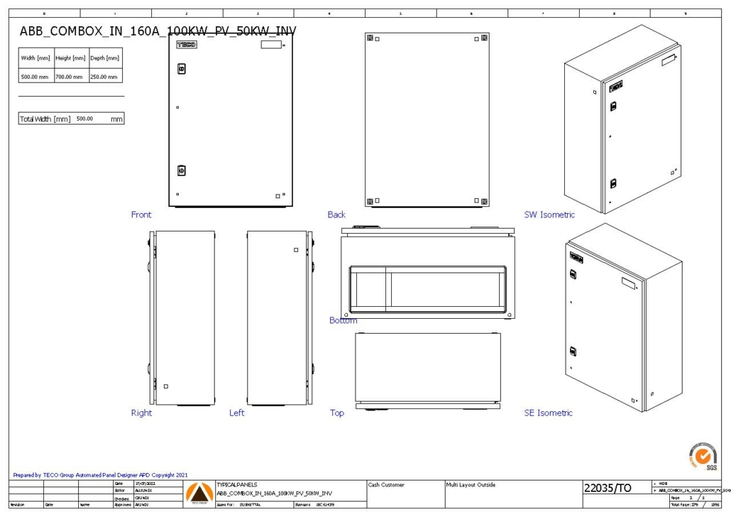 ABB COMBINER BOX FOR SOLAR Panel Incomer 160A , PV 100KW ,2 xINVERTER ...