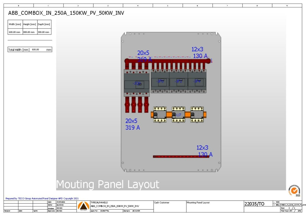 ABB COMBINER BOX FOR SOLAR Panel Incomer 250A , PV 150KW ,3 xINVERTER ...