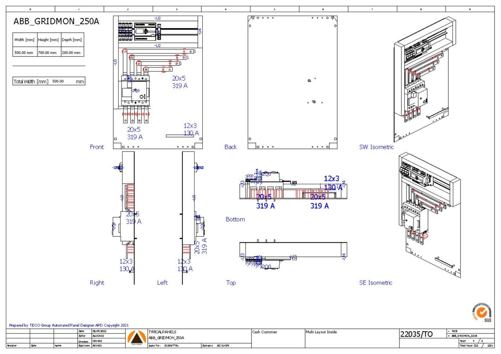 GRID MONITORING G99 Panel Incomer 250A | Panels and Parts Shopping