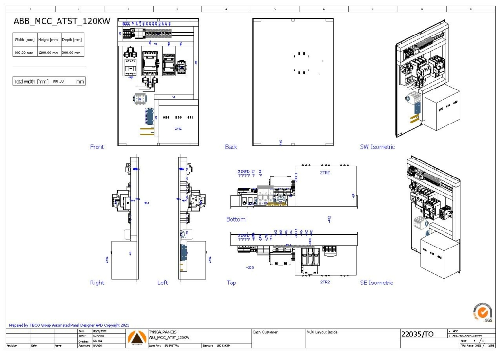 Typical ABB Motor Control Center Panel Incomer MCCB 250A AUTO ...