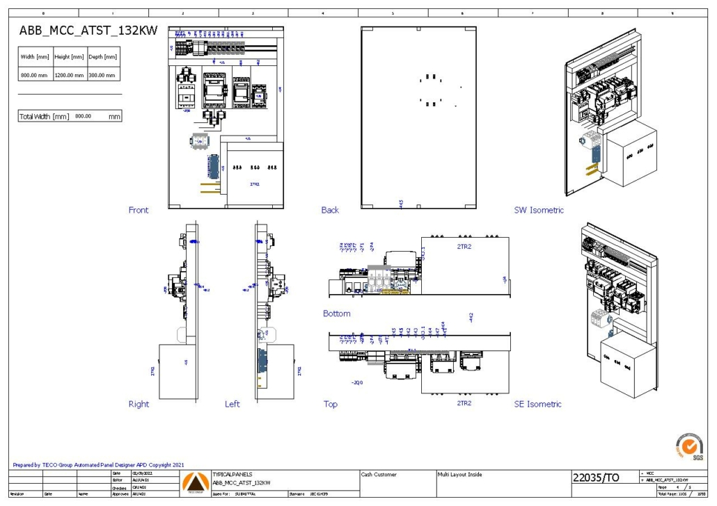 Typical ABB Motor Control Center Panel Incomer MCCB 250A AUTO ...