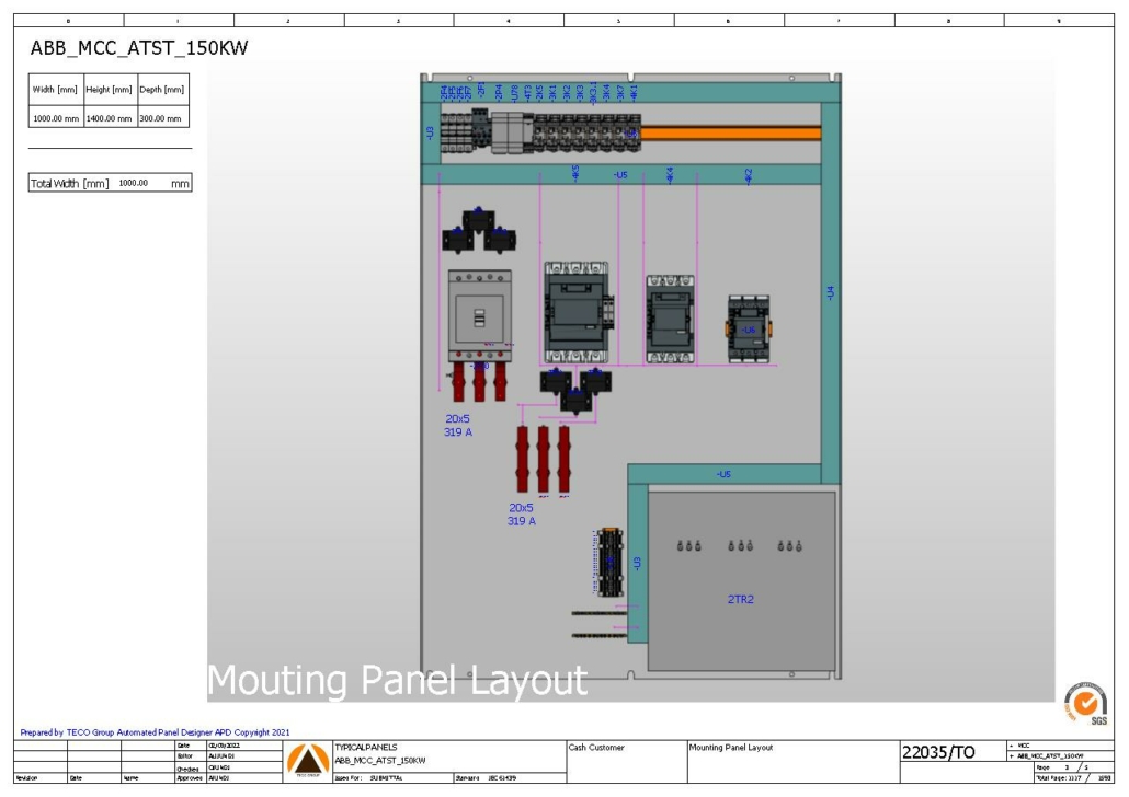 Typical ABB Motor Control Center Panel Incomer MCCB 400A AUTO ...