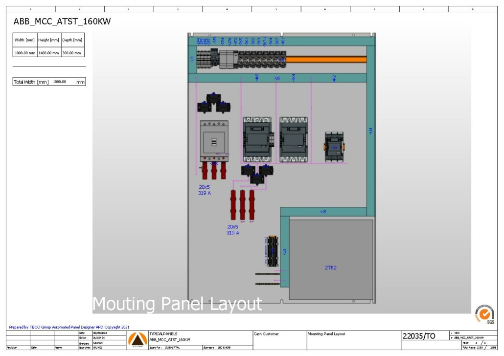 Typical ABB Motor Control Center Panel Incomer MCCB 400A AUTO ...