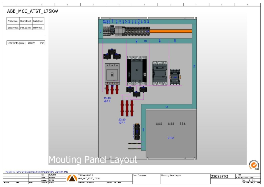 Typical ABB Motor Control Center Panel Incomer MCCB 400A AUTO ...