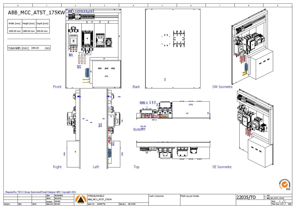 Typical ABB Motor Control Center Panel Incomer MCCB 400A AUTO ...