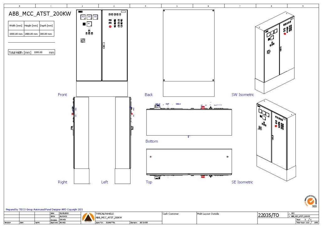 Typical ABB Motor Control Center Panel Incomer MCCB 400A AUTO ...