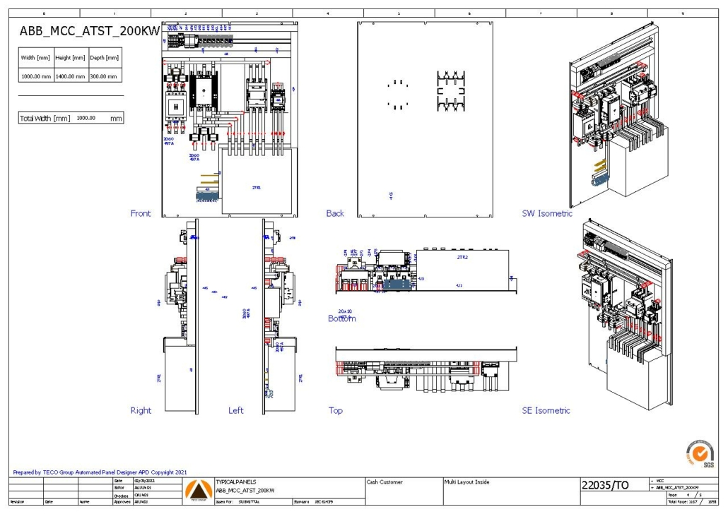 Typical ABB Motor Control Center Panel Incomer MCCB 400A AUTO ...