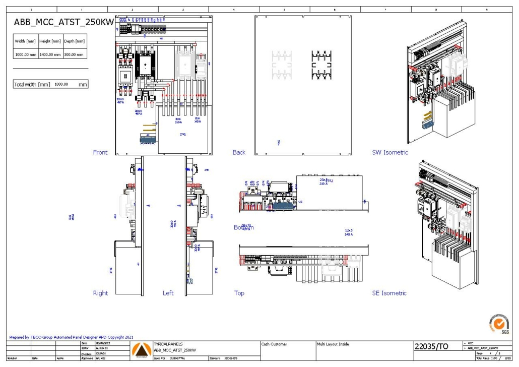 Typical ABB Motor Control Center Panel Incomer MCCB 630A AUTO ...
