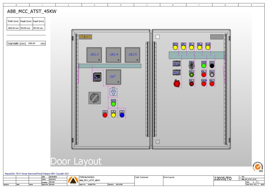 Typical ABB Motor Control Center Panel Incomer MCCB 100A AUTO ...