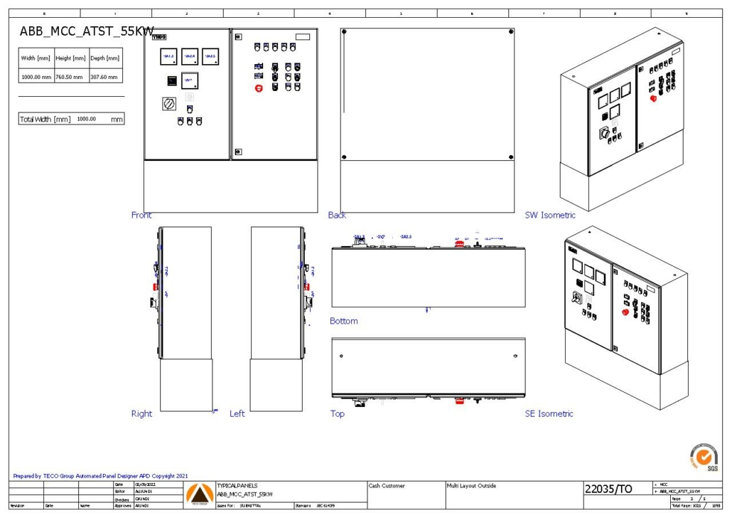 Typical ABB Motor Control Center Panel Incomer MCCB 125A AUTO ...
