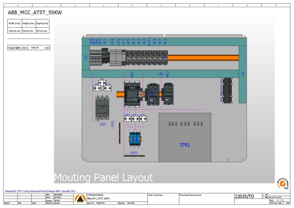 Typical ABB Motor Control Center Panel Incomer MCCB 125A AUTO ...