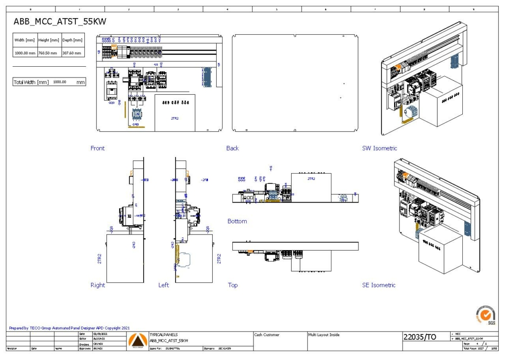 Typical ABB Motor Control Center Panel Incomer MCCB 125A AUTO ...