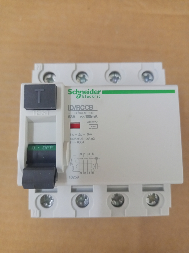 16259 Schneider ID/RCCB 63A 100mA 4-pole Residual Circuit Breaker ...