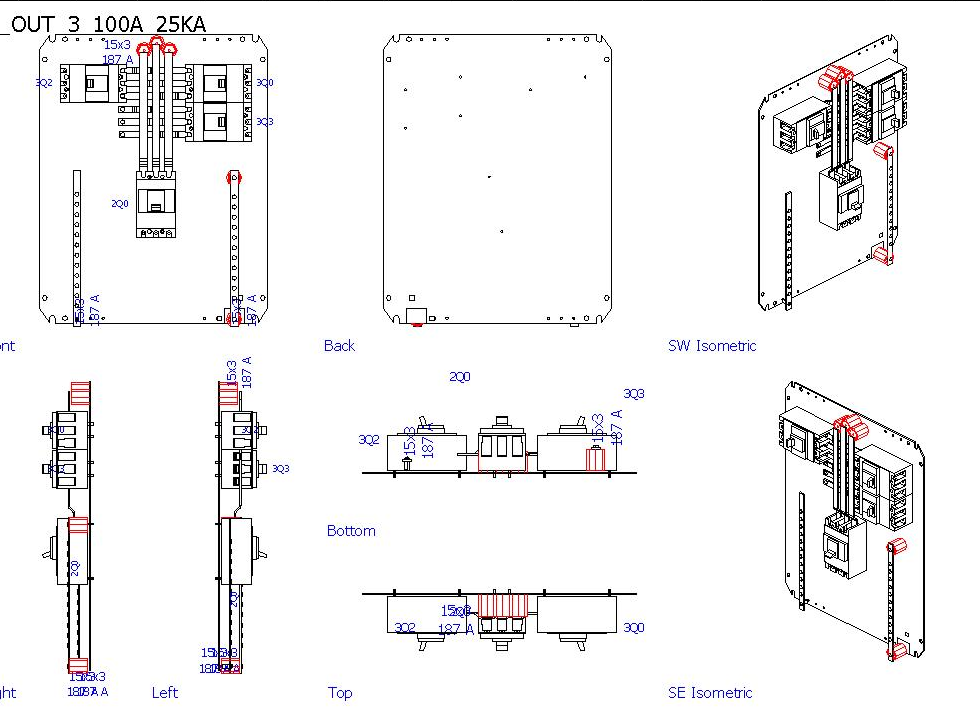 Typical ABB SMDB Panel Incomer up to 100A outgoing 3x up to 100A 25KA ...