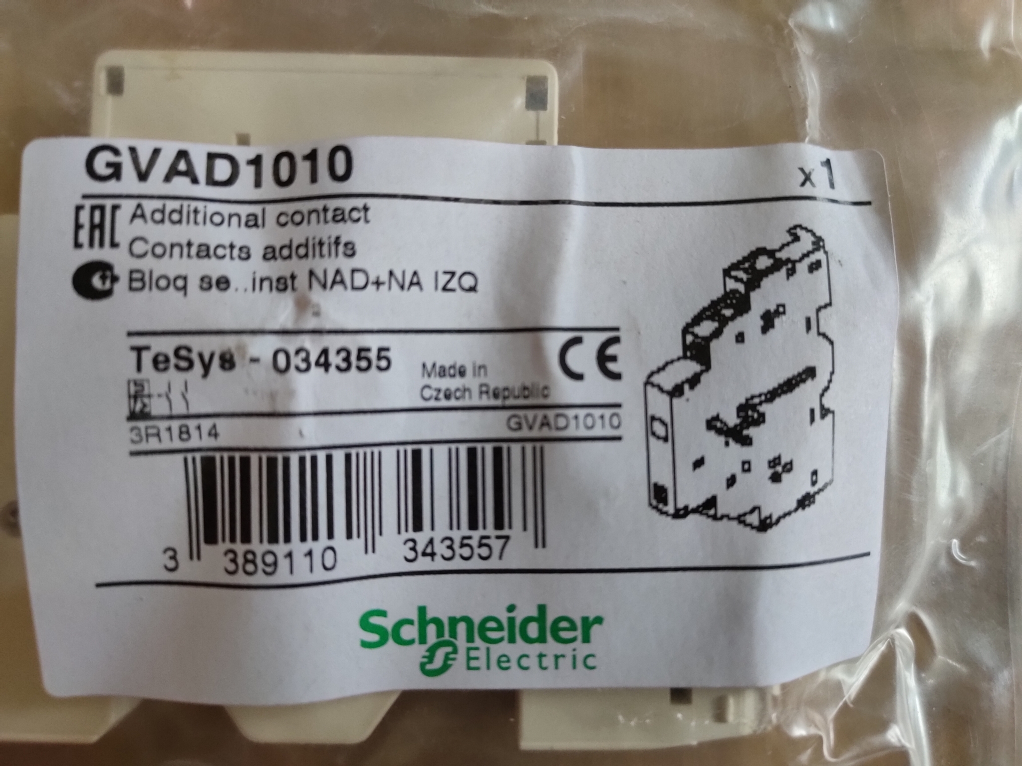 GVAD1010 Schneider TeSys Deca – auxiliary contact – 1 NO + 1 NO (fault ...