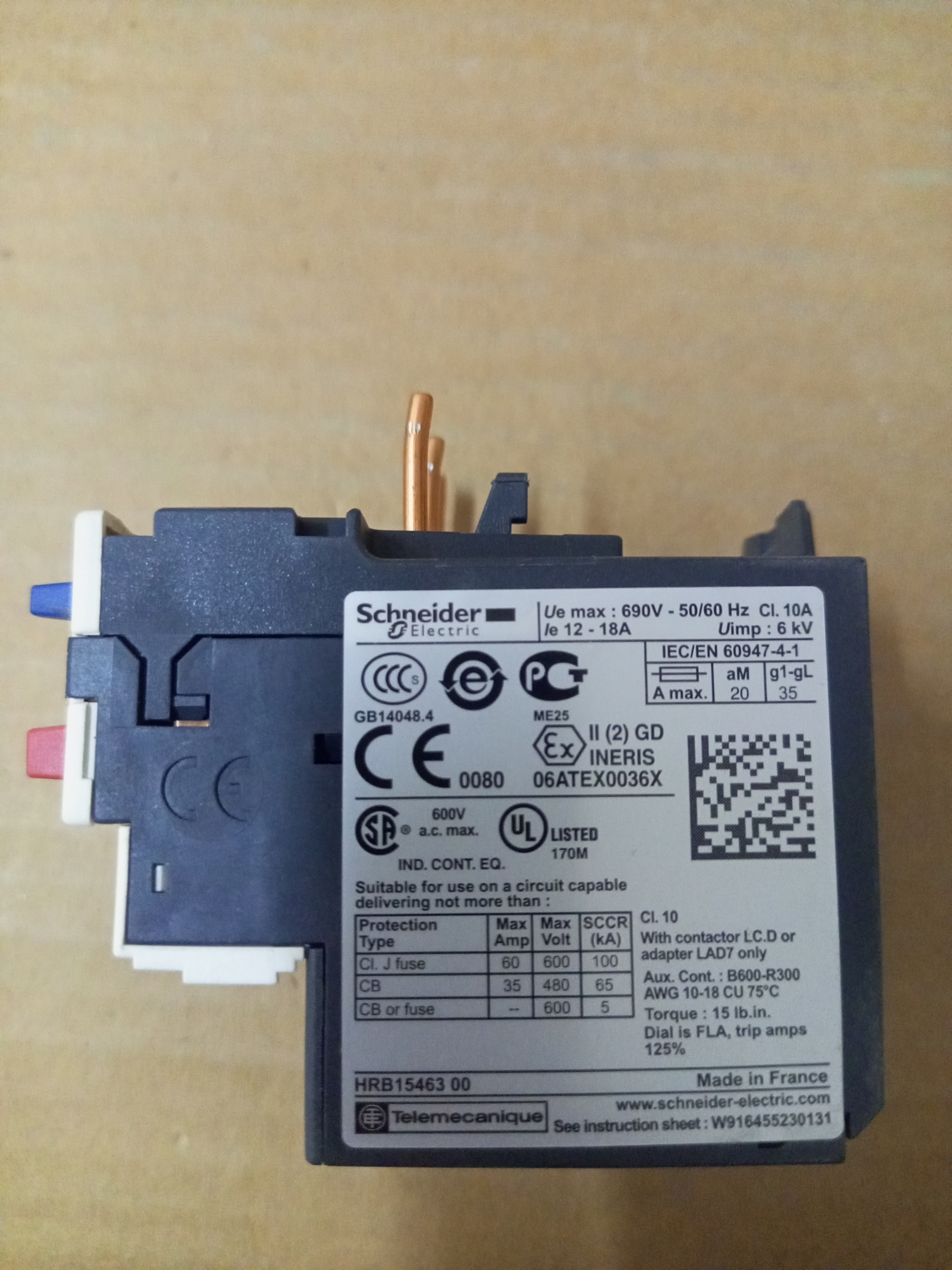 LRD21 Schneider TeSys Deca thermal overload relay,12...18A,class 10A ...