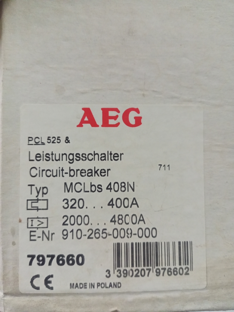 910-260-009 AEG MCLBS 408N 320-400A 3-pole, 797660 - Panels and Parts ...