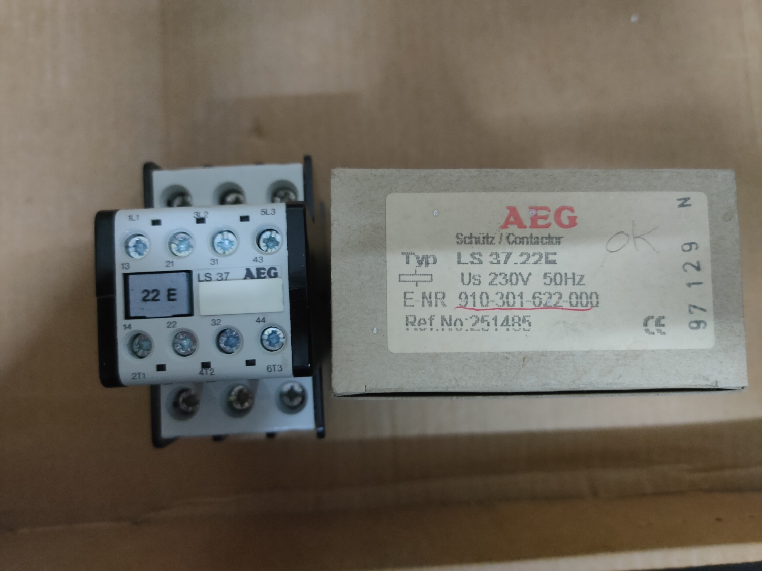 910-301-622 AEG LS37.22E Contactor, Coil 230vAC 50Hz - Panels and Parts ...