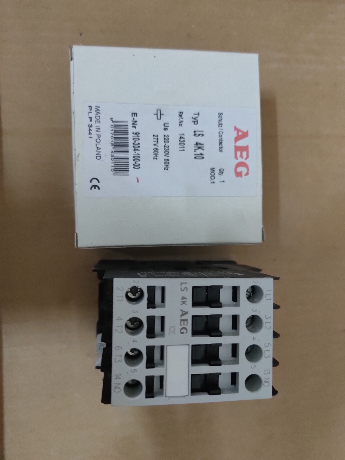 910-304-100 AEG LS4K.10 Contactor, 4kW @AC-3, 1NO Auxiliary Contact ...