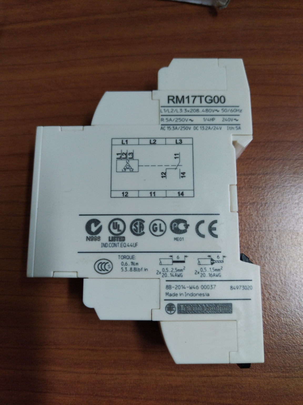 RM17TG00 Schneider Modular 3 phase supply control relay, Harmony, 5A ...