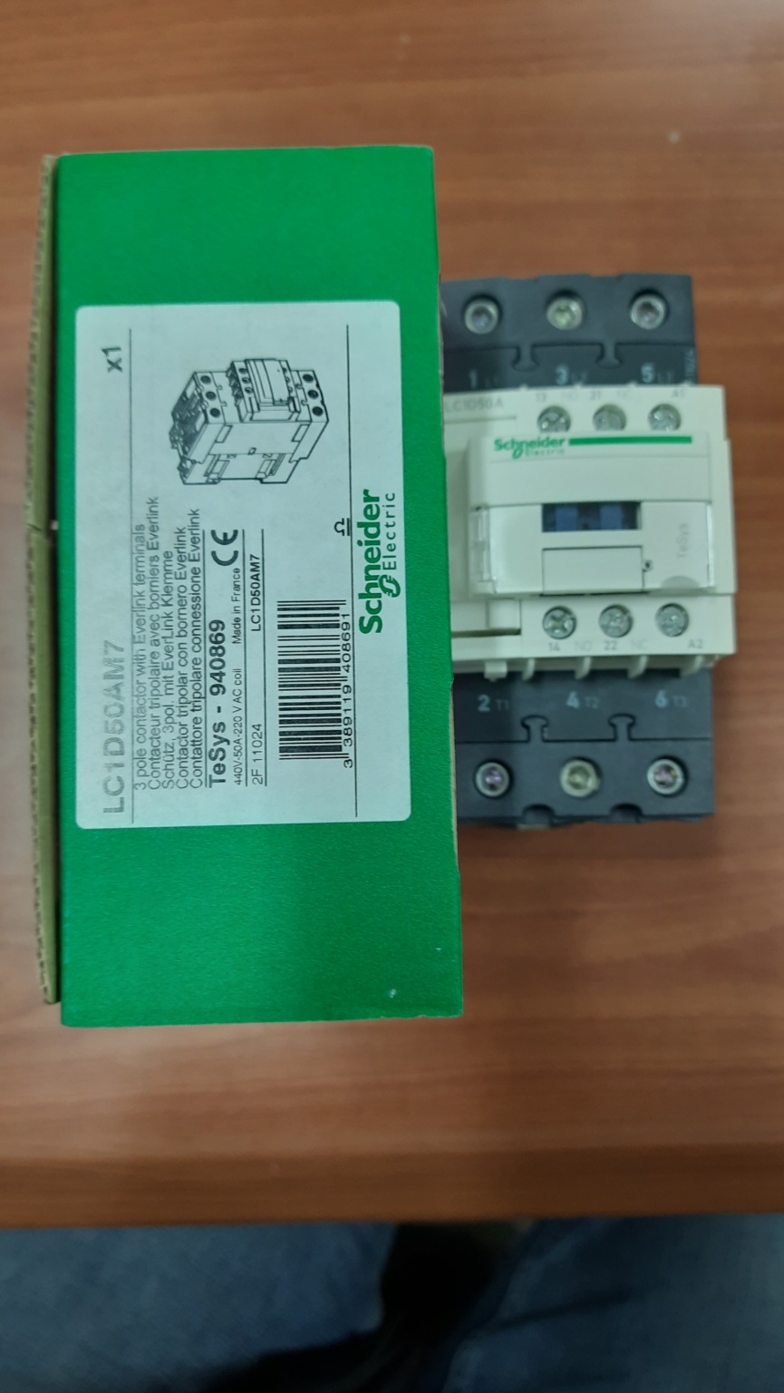 LC1D50AM7 Schneider TeSys Deca contactor,3P(3NO),AC-3/AC-3e,