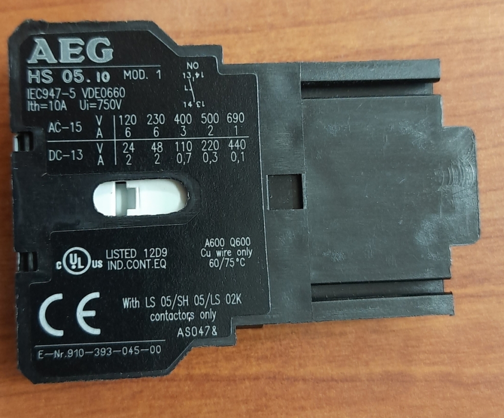 910-393-045-00 AEG HS05.10 Auxiliary Contact Block - Panels and Parts ...