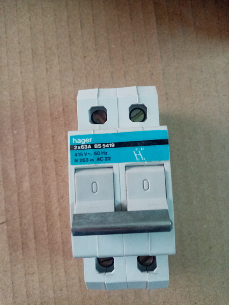 N263 Hager 2-pole Isolater Switch 63A Din Rail mounted - Panels and ...