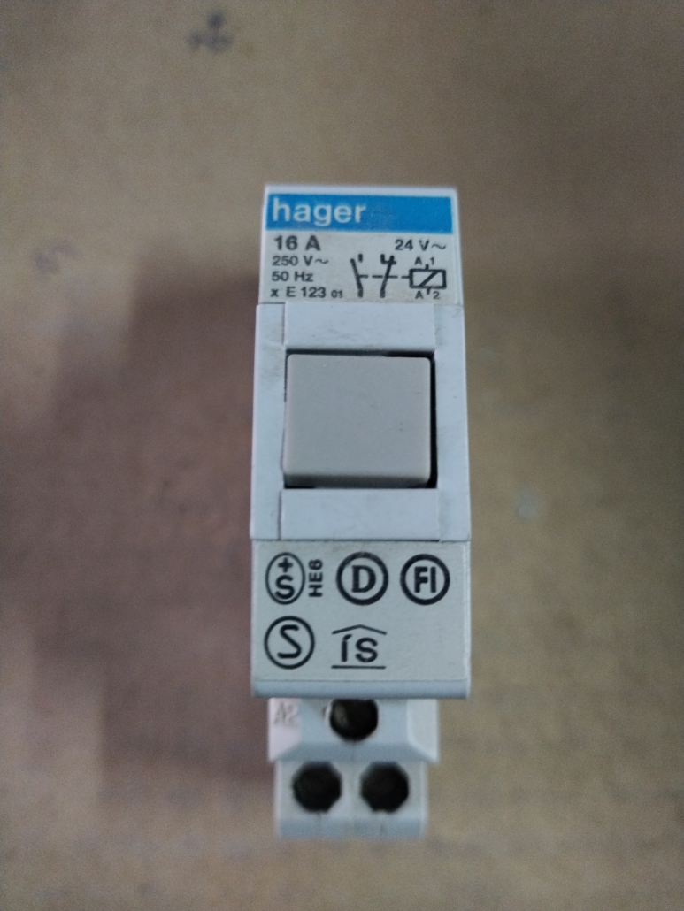 XE123 Hager Contactor with push button 2-pole 1NO & 1NC 16A, Coil 24Vac - Panels and Parts Shopping
