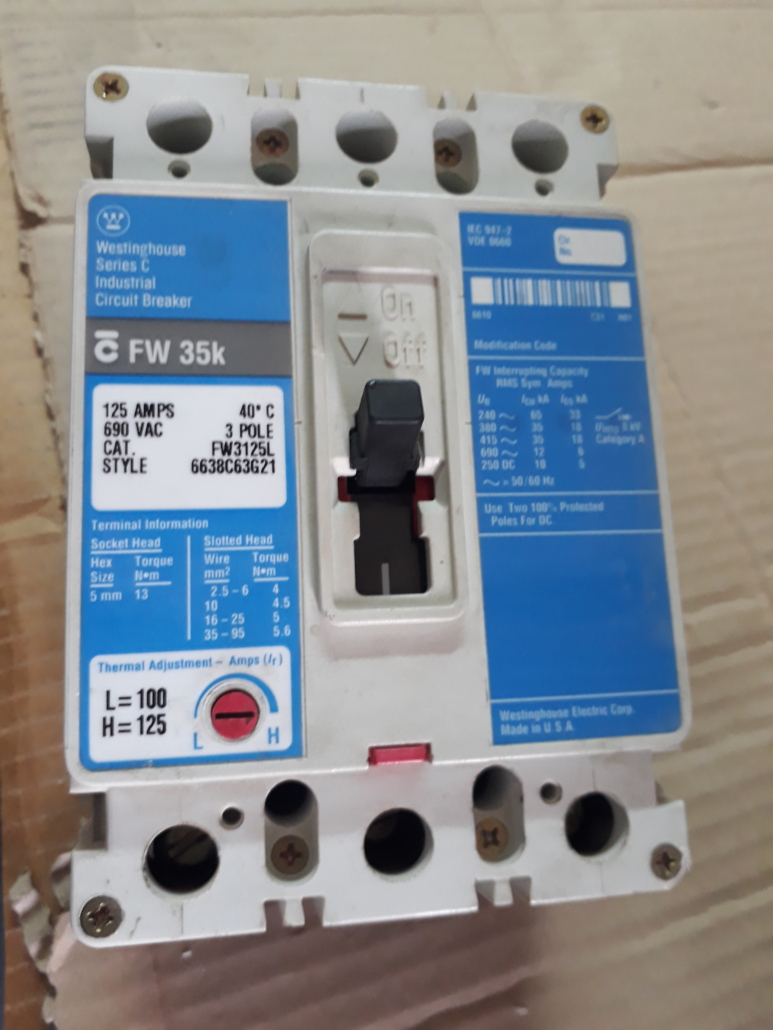 FW3125L Westinghouse 125A 3-pole FW35K Circuit Breaker - Panels and ...