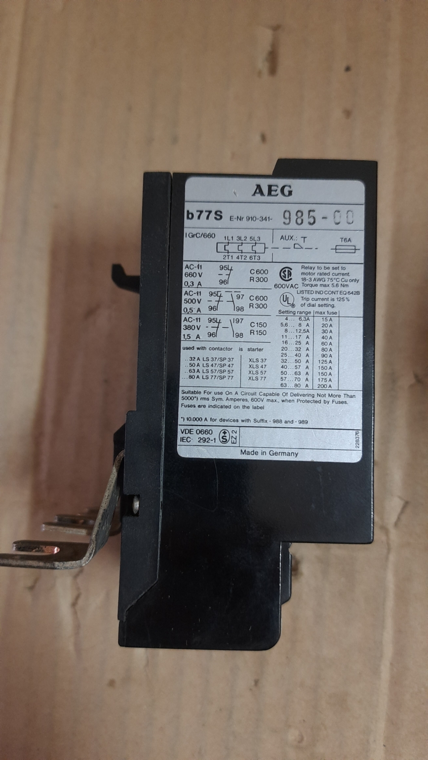 910-341-985-00 AEG b77S 32-50A Thermal Overload Relay UL Listed - Panels and Parts Shopping