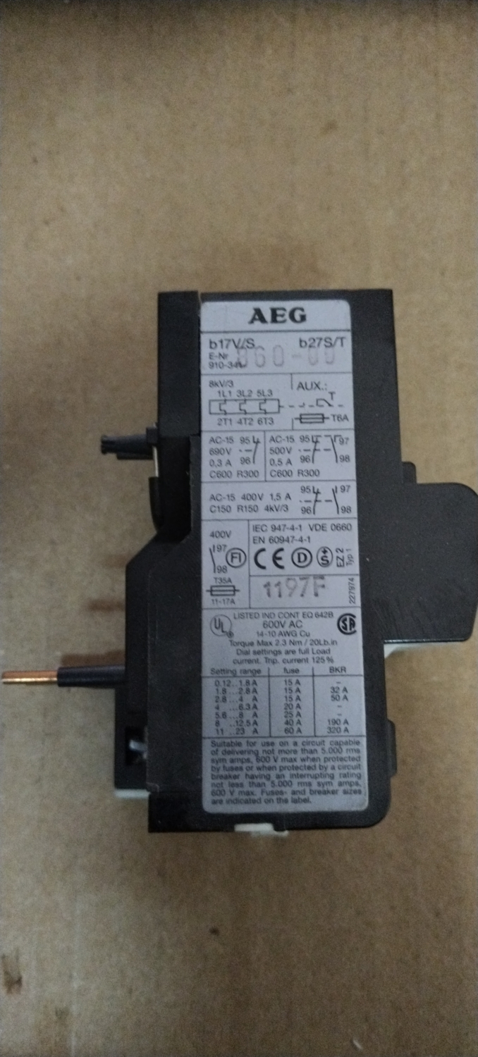 910-341-860 AEG b27T 11-17A Thermal Overload Relay UL Listed - Panels and Parts Shopping