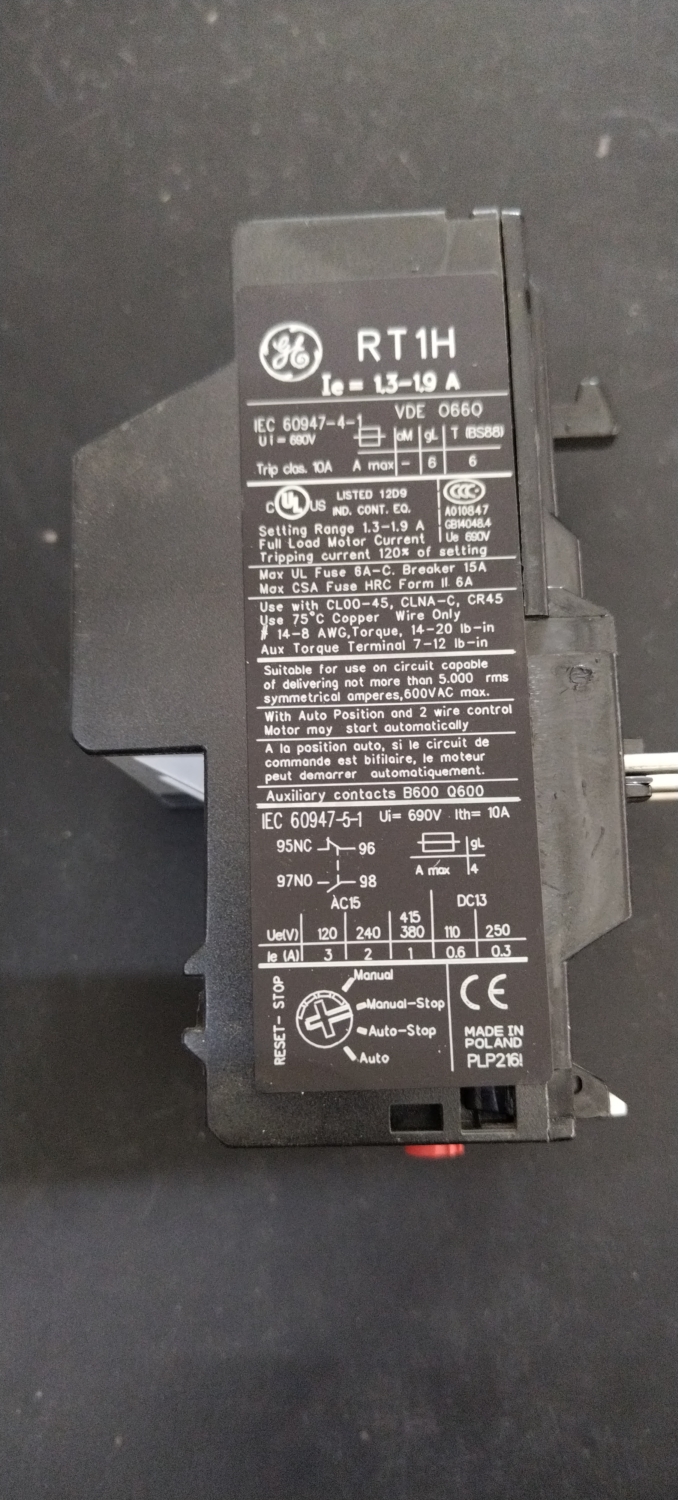 113705 GE RT1H 1.3-1.9A Thermal Overload Relay - Panels and Parts Shopping