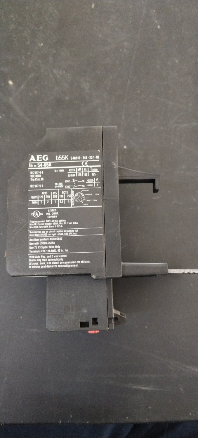 910-343-257-00 AEG b55K 54-65A Thermal Overload Relay UL Listed ...