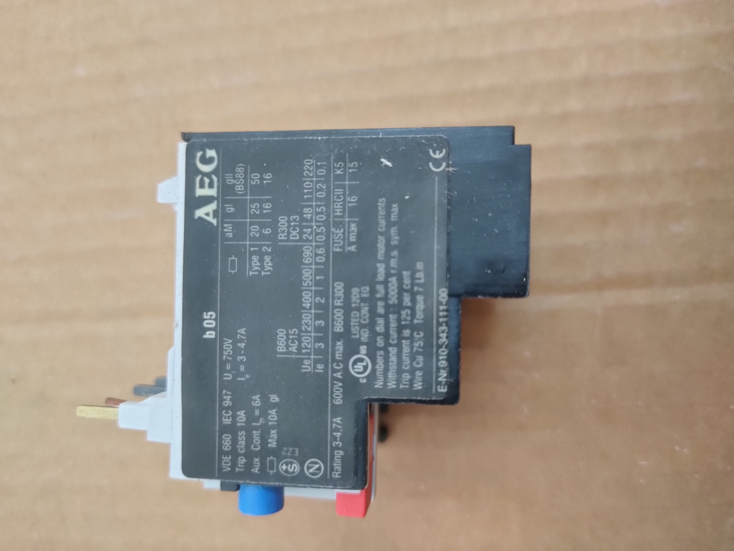 910-343-111-00 AEG b05 3-4.7A Thermal Overload Relay UL Listed - Panels and Parts Shopping
