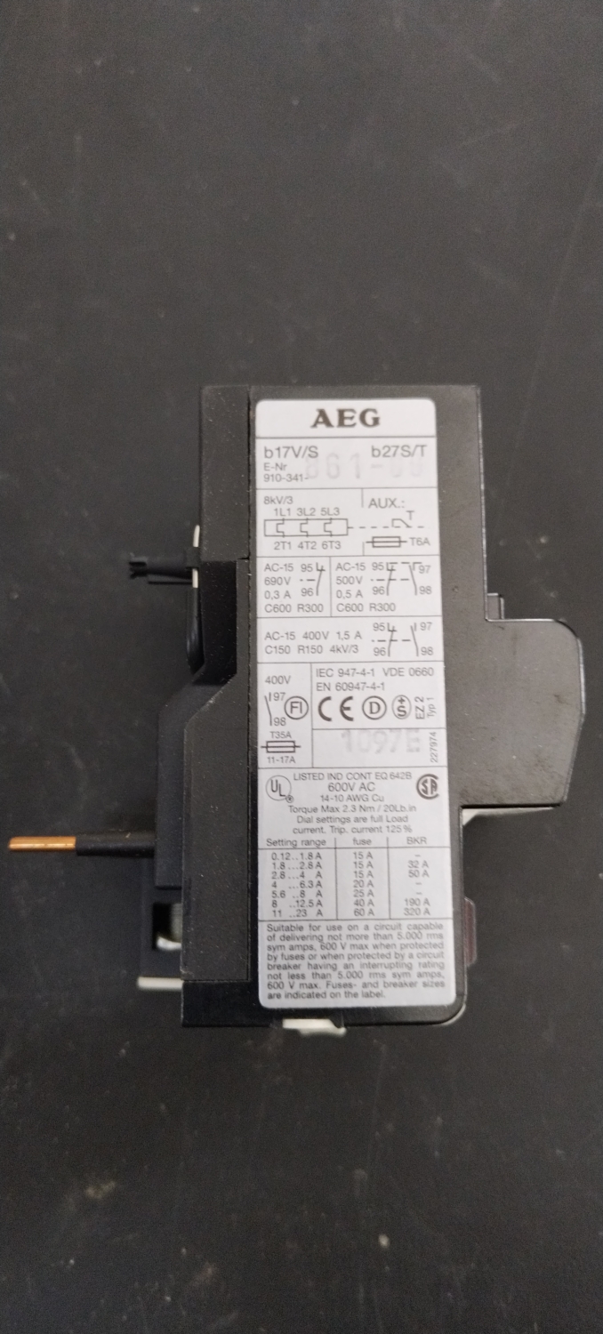 910-341-861-00 AEG b27T 15-23A Thermal Overload Relay UL Listed - Panels and Parts Shopping