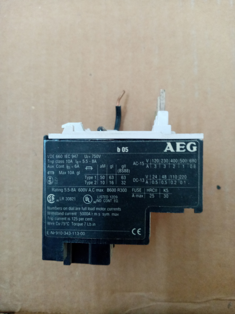 910-343-113-00 AEG b05 5.5-8A Thermal Overload Relay UL Listed - Panels and Parts Shopping