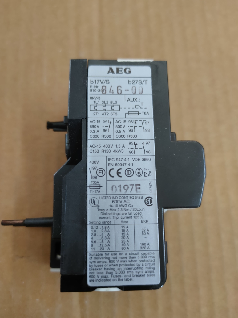 910-341-846-00 AEG b27T Thermal Overload Relay | Panels and Parts Shopping