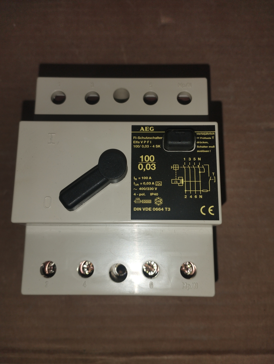 831-787-463 AEG Elfa VPFI 100A 4P 30mA Residual Current Circuit Breaker ...