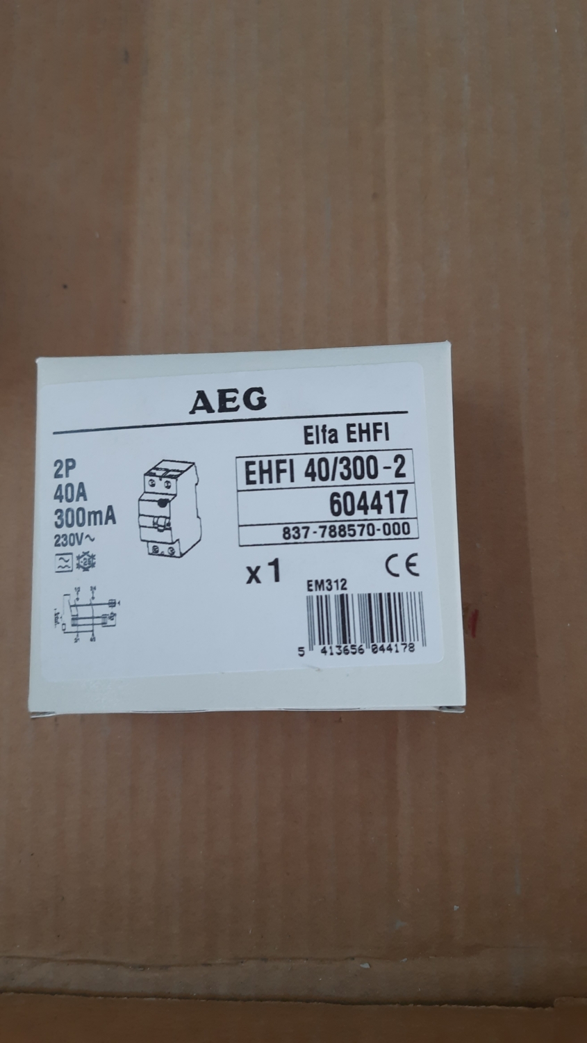 604417 AEG Elfa EHFI 40A 2P 300mA RCCB Residual Current Circuit Breaker ...