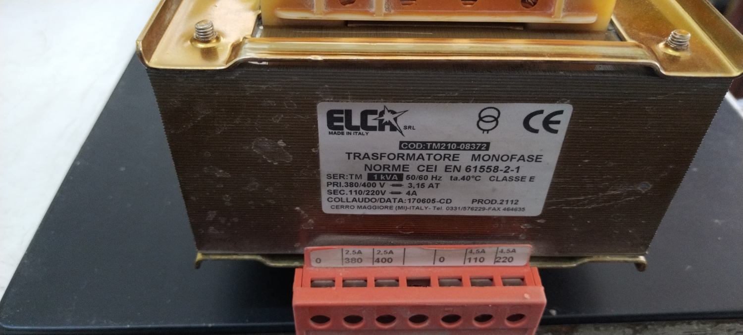 TM210-08372 ELCA 1KVA Transformer Primary 380/400 Secondary 110/220 50 ...