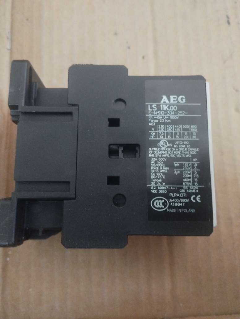 910-304-252-00 AEG LS11K.00 Contactor, 11kW @AC-3, 3-pole, Coil 220-230V 50Hz , 277V 60Hz ...
