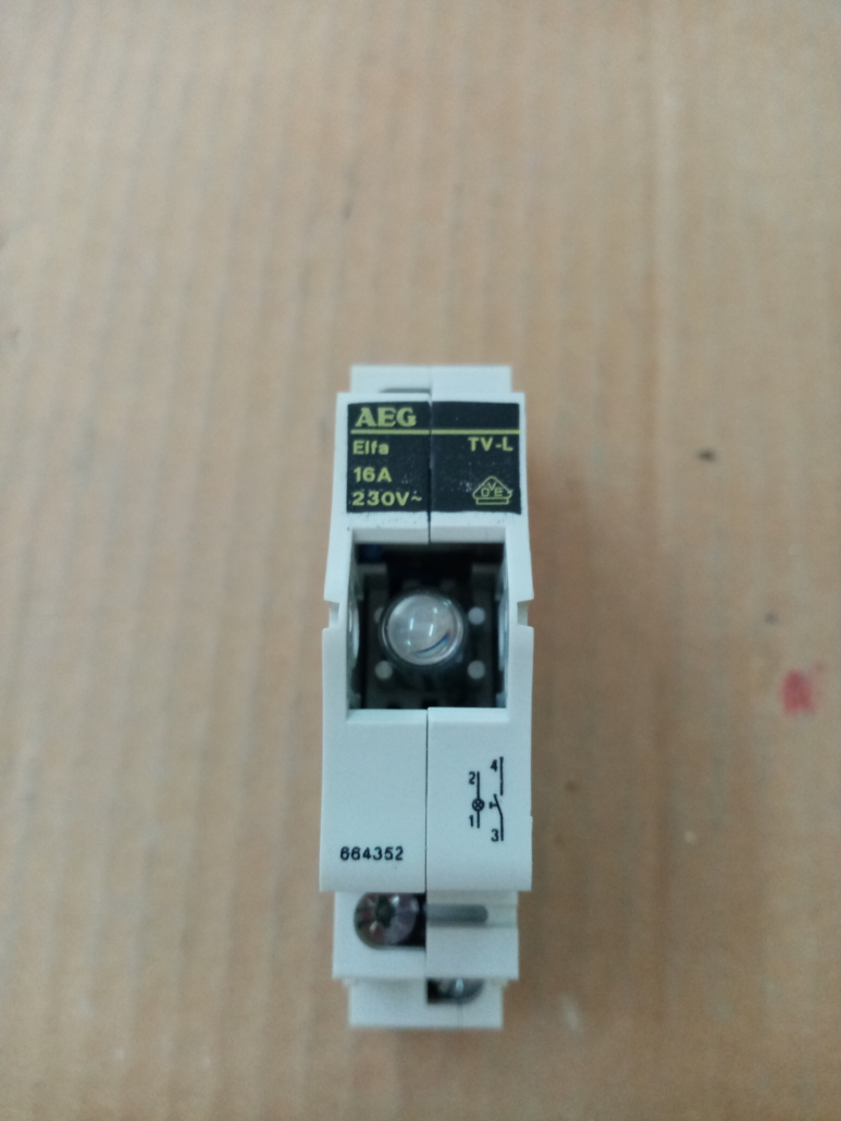 831-787-667 AEG Elfa TV-L Lamp with Push Button 1NO Contact 16A Din Rail Mounted, 664352 ...