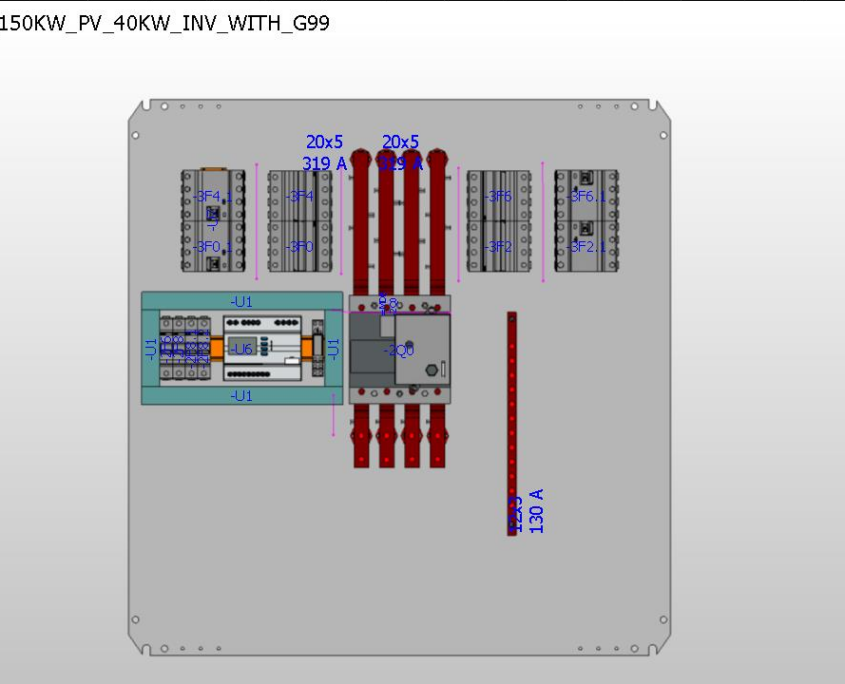 ABB COMBINER BOX FOR SOLAR Panel Incomer 250A , PV 150KW ,4 xINVERTER 40KW WITH G99 Relay ...