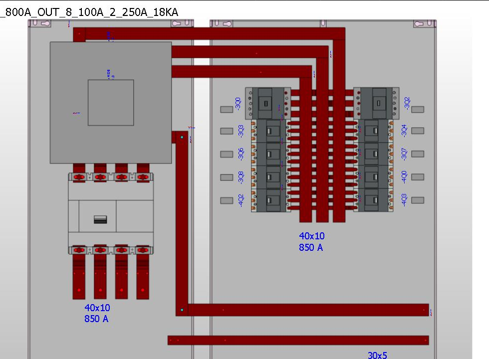 Typical ABB KWHR MDB Panel Incomer up to 800A 50KA Adjutable outgoing 8x up to 100A 18KA+2x up ...