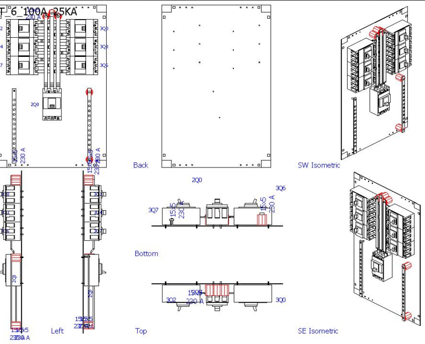 Typical ABB SMDB Panel Incomer up to 100A 25KA outgoing 6x up to 100A ...