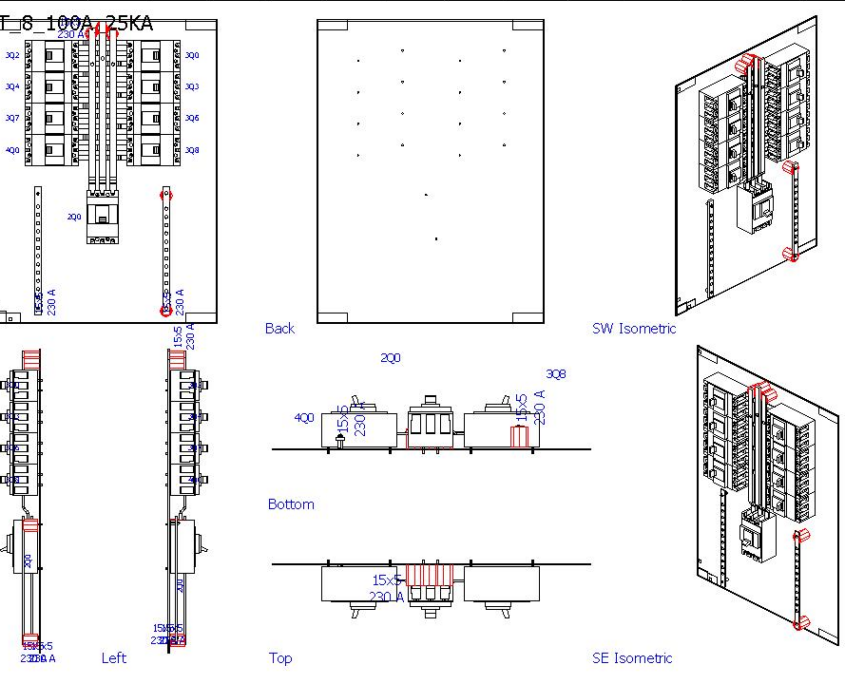 Typical ABB SMDB Panel Incomer up to 100A 25KA outgoing 8x up to 100A ...