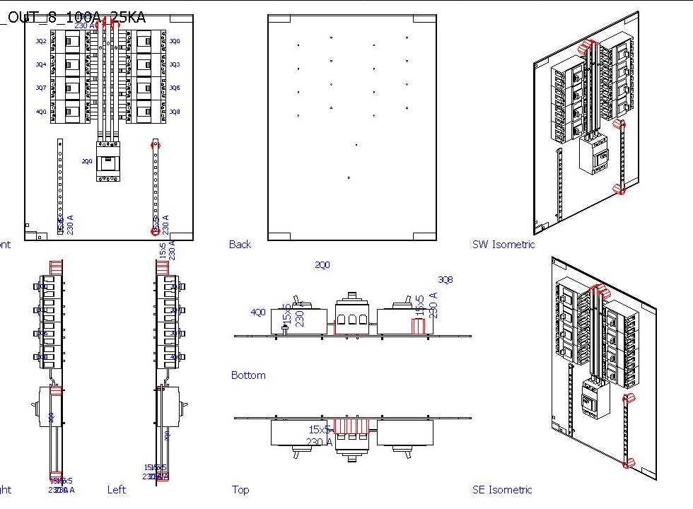 Typical ABB SMDB Panel Incomer up to 160A 25KA Adjustable outgoing 8x ...